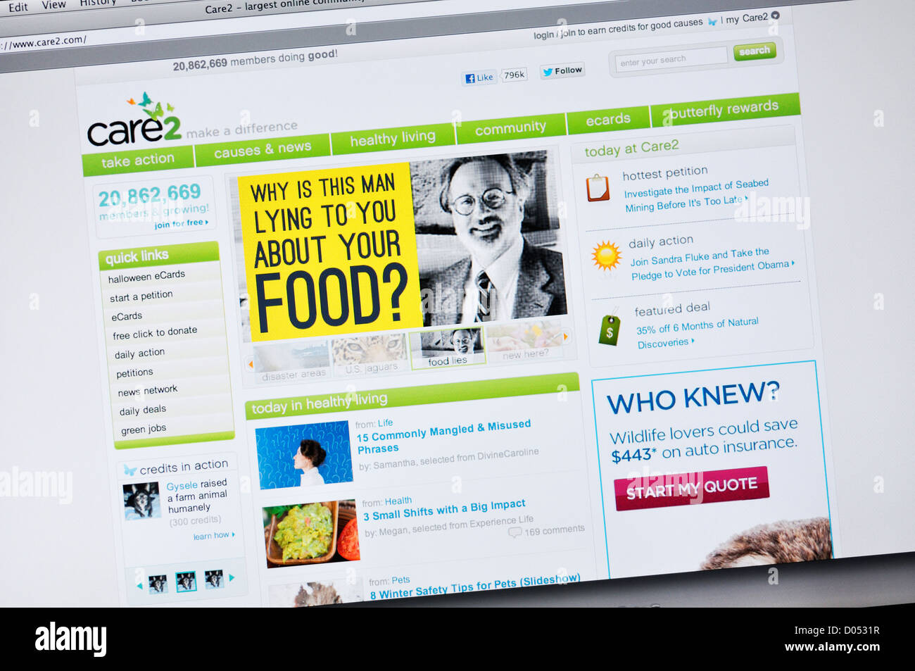 Care2 website - online community empowering people to lead a healthy ...
