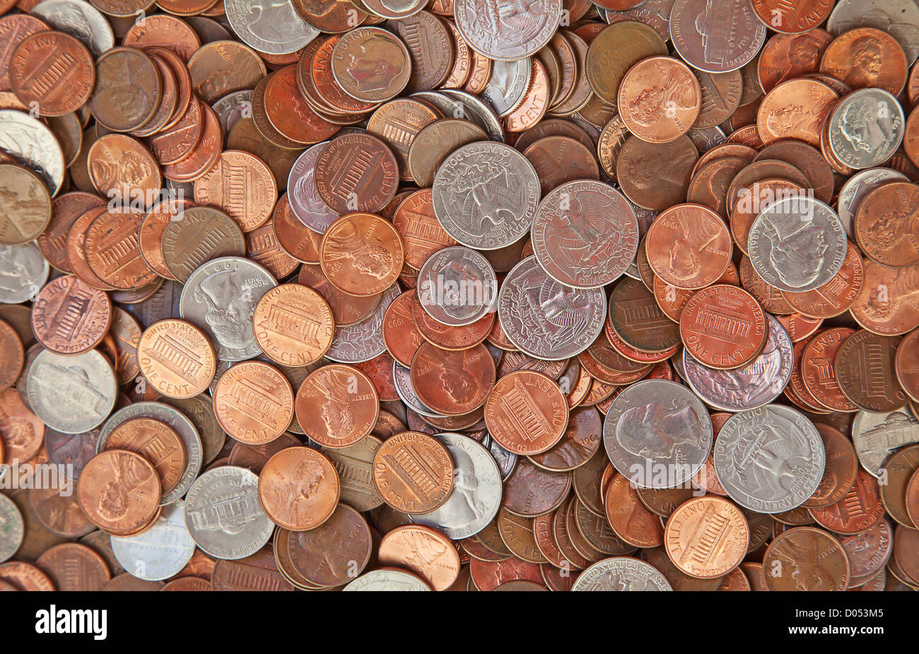 Huge pile of the US coins Stock Photo - Alamy