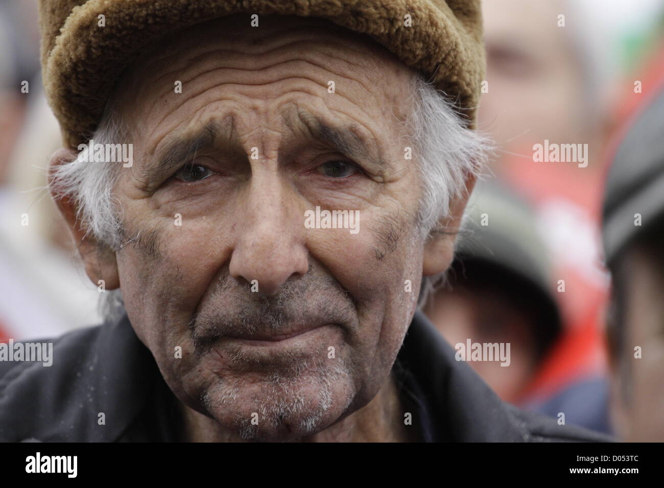 Sofia, Bulgaria. 17th November 2012. Desperate-looking old man in the ...