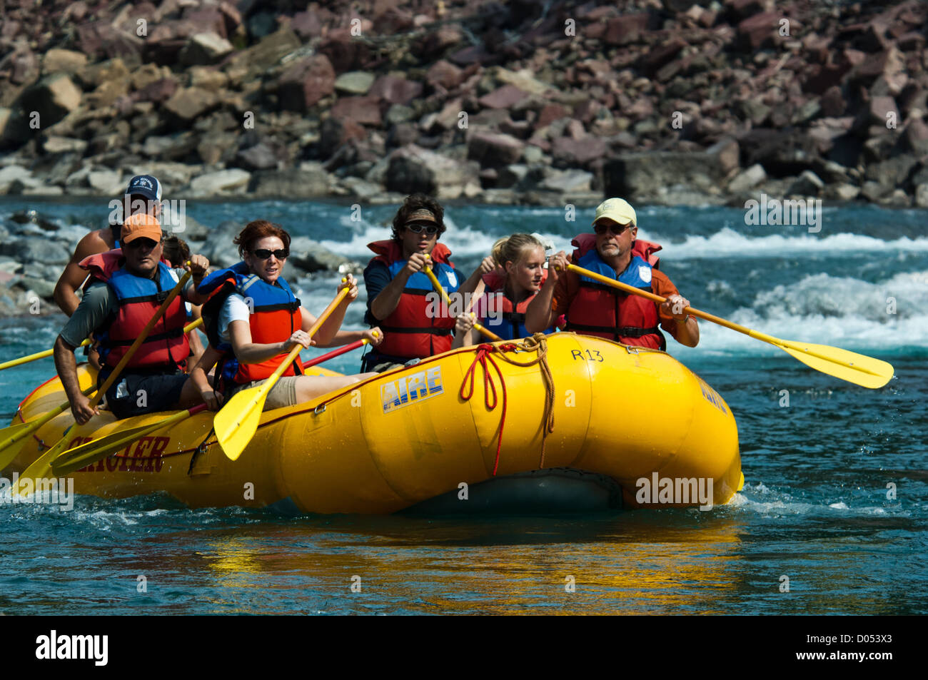 Families and kids rafting on the Middle Fork of the Flathead River ...