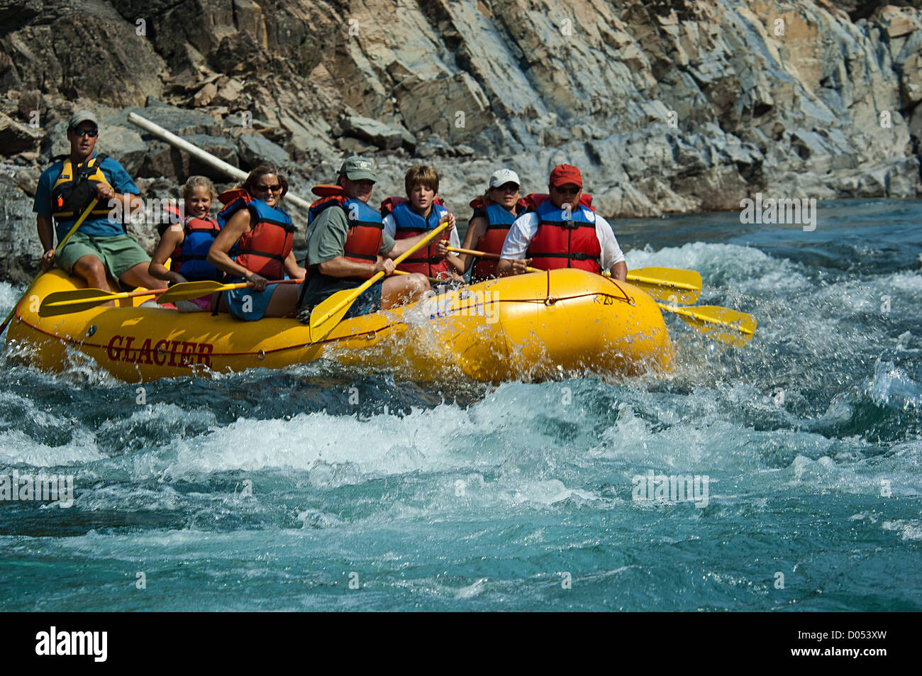 Families and kids rafting on the Middle Fork of the Flathead River ...