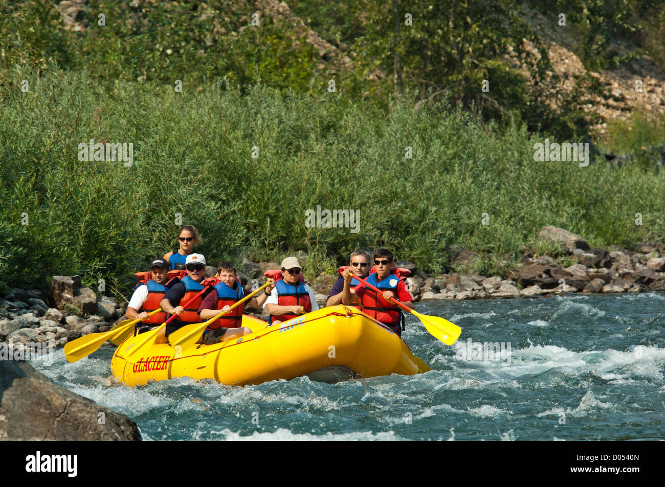 Families and kids rafting on the Middle Fork of the Flathead River ...