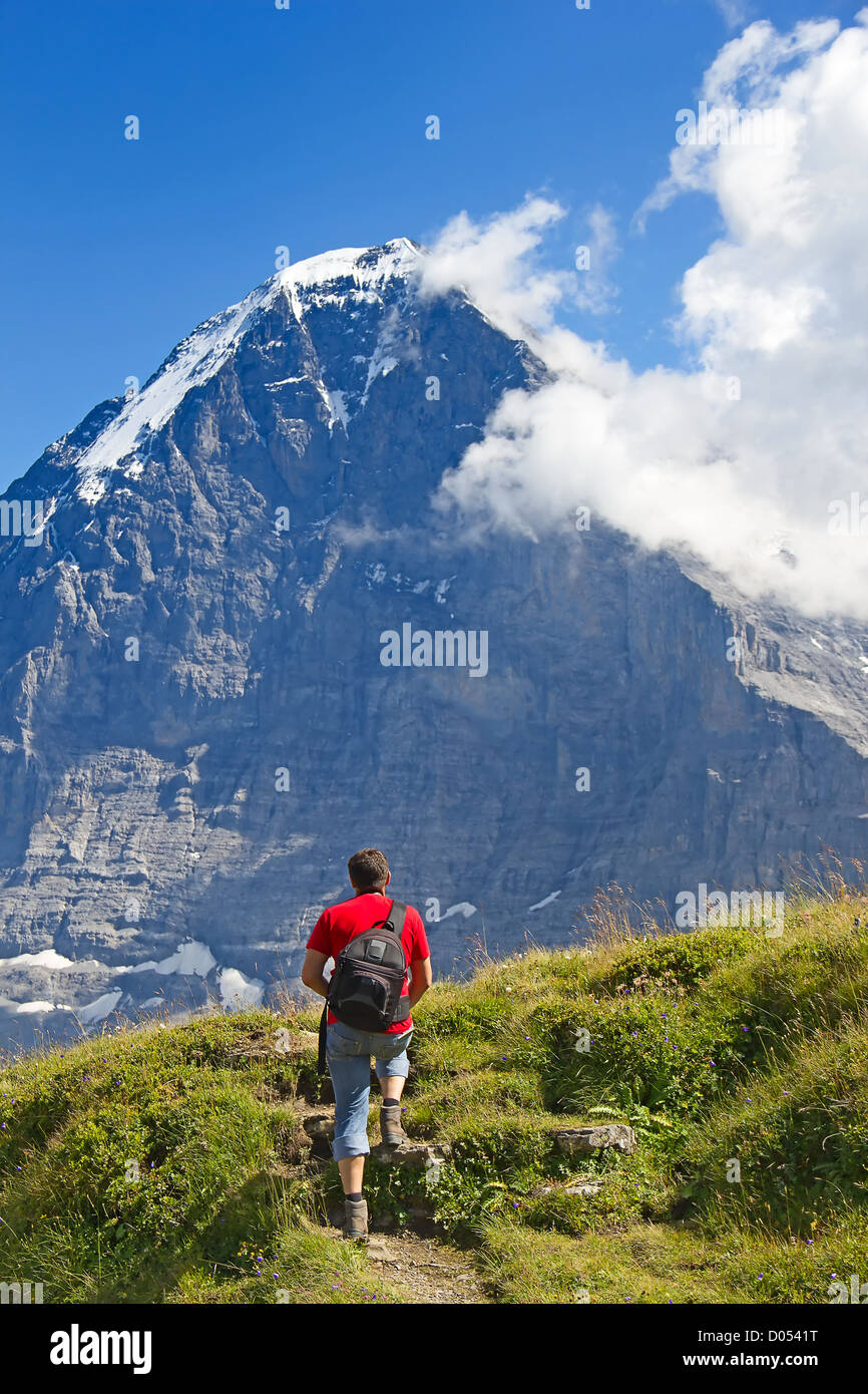 hiking route in swiss alps Stock Photo - Alamy