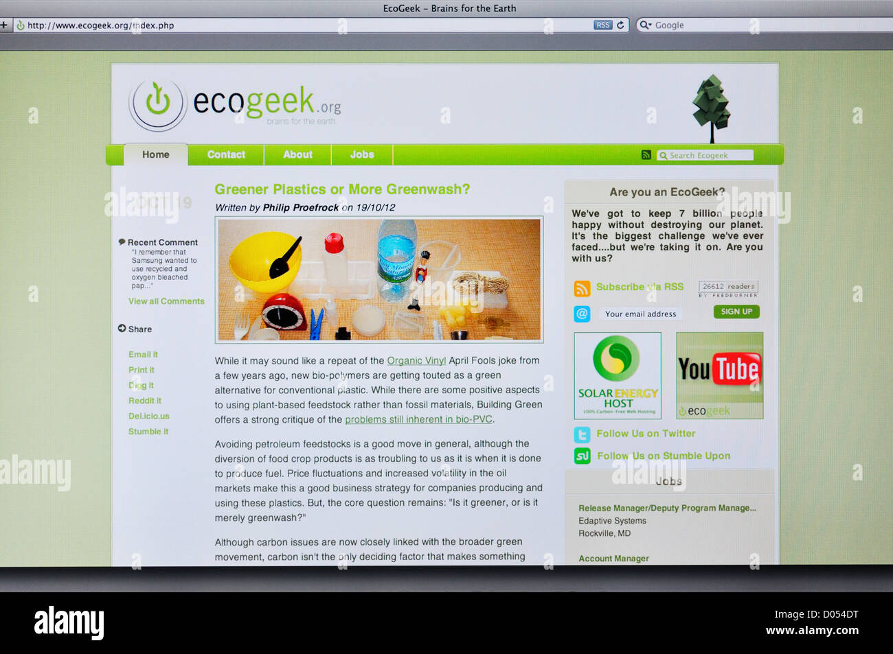 EcoGeek website - technology for the environment website Stock Photo ...