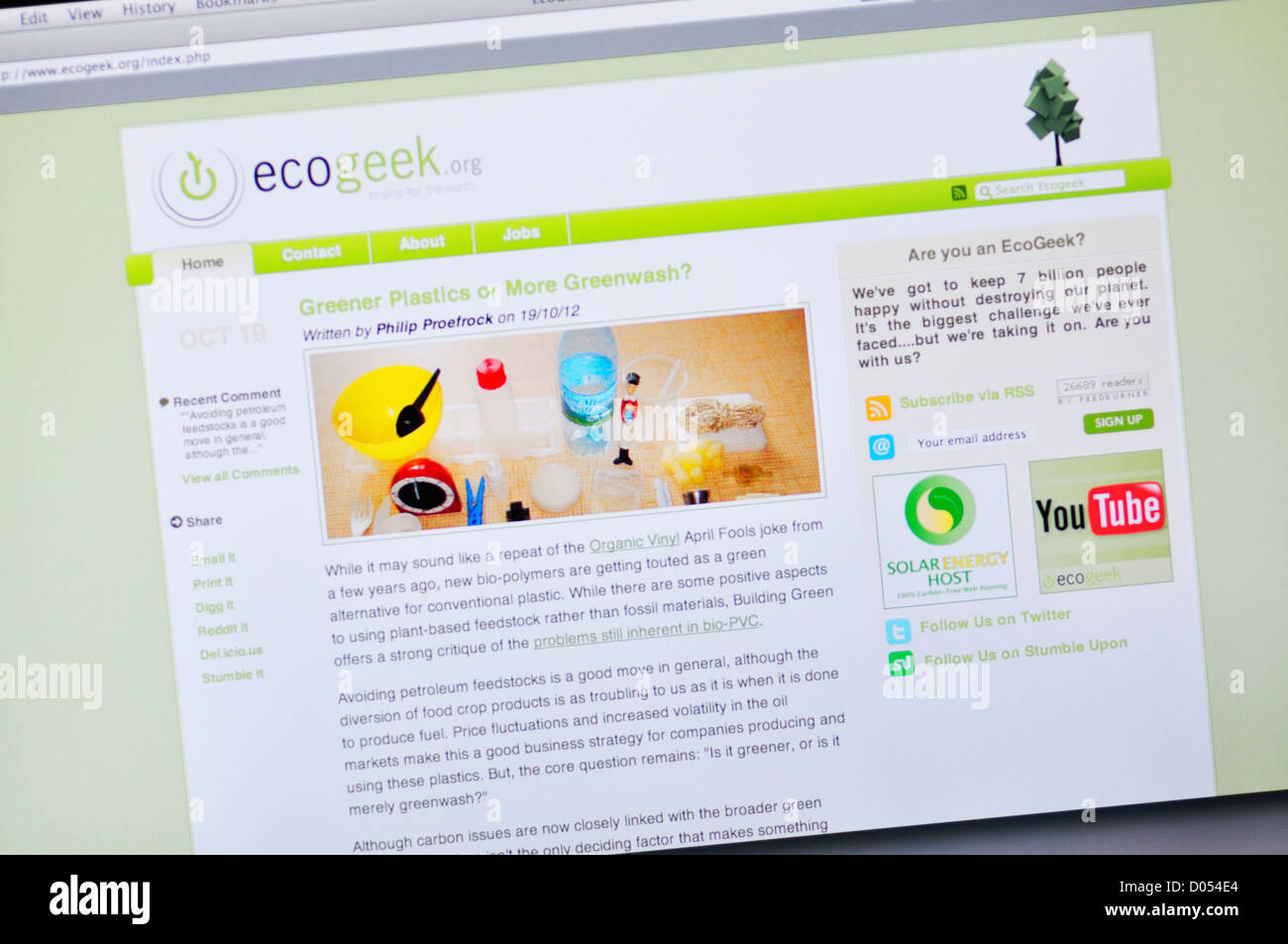 EcoGeek website - technology for the environment website Stock Photo ...