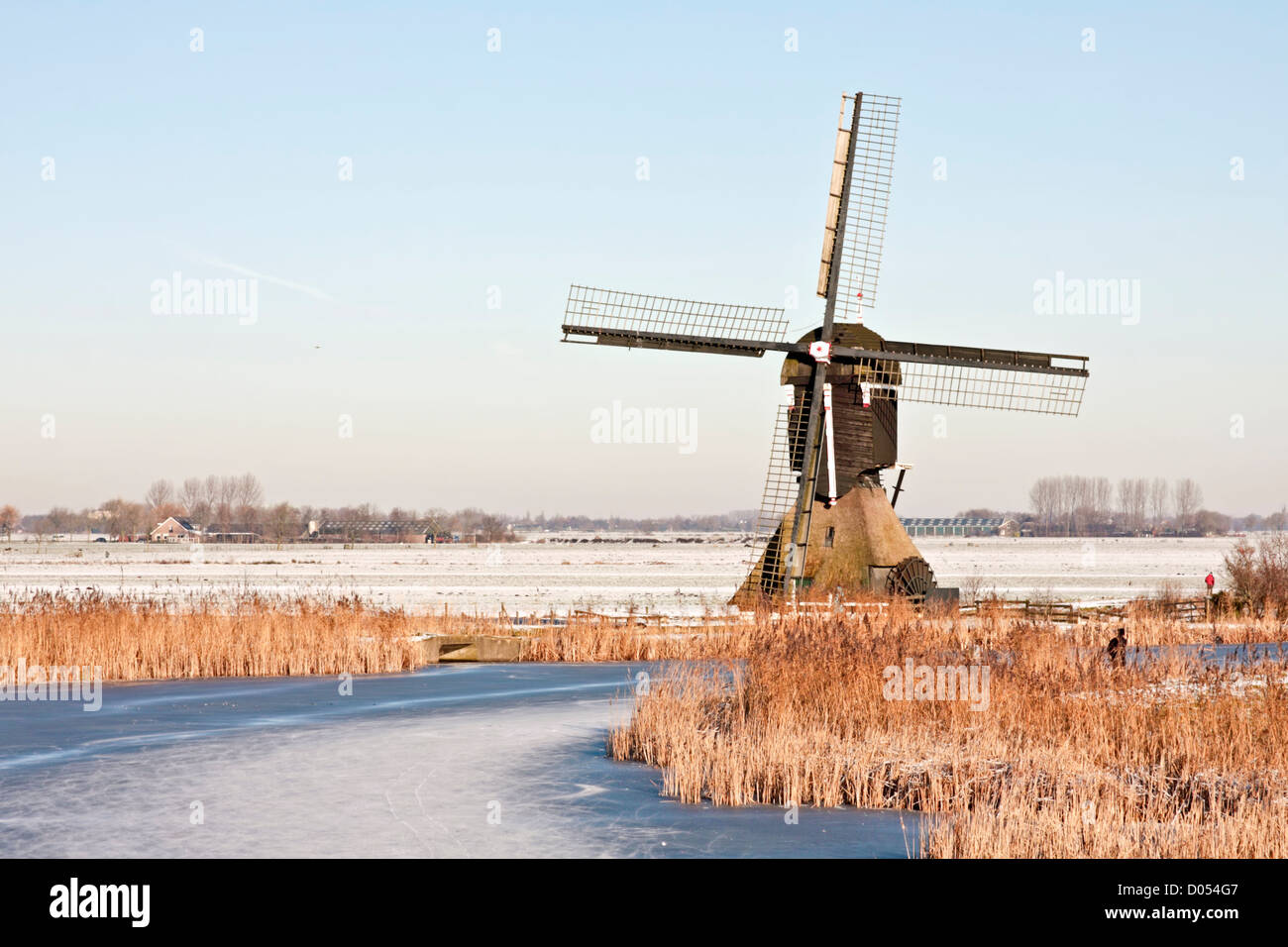 Traditional windmill in winter in the Netherlands Stock Photo - Alamy
