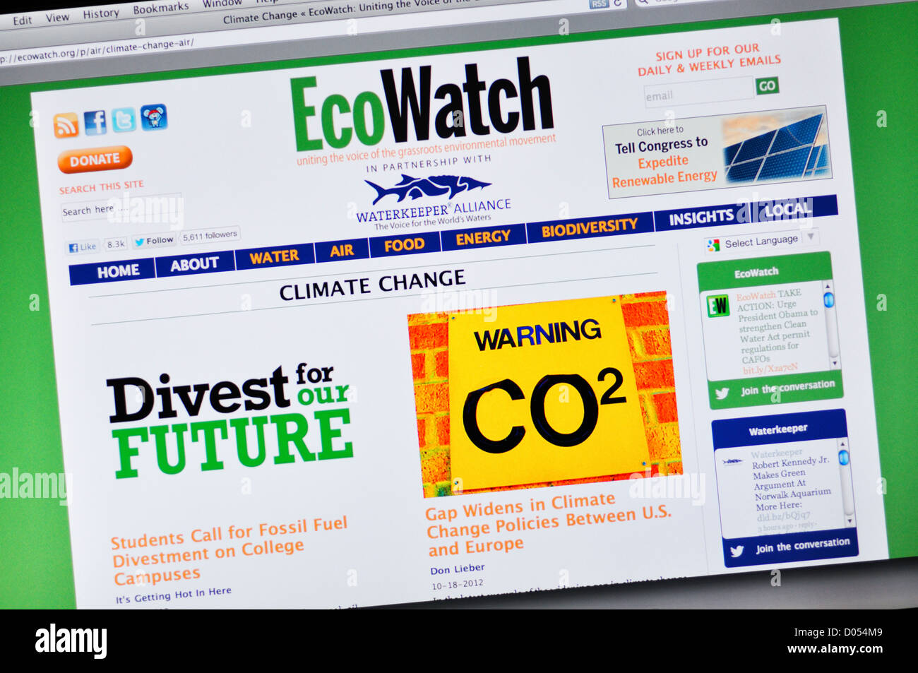 EcoWatch website - environmental and ecology news Stock Photo - Alamy