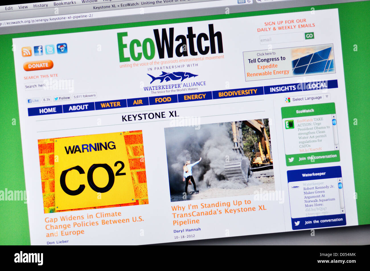 EcoWatch website - environmental and ecology news Stock Photo - Alamy