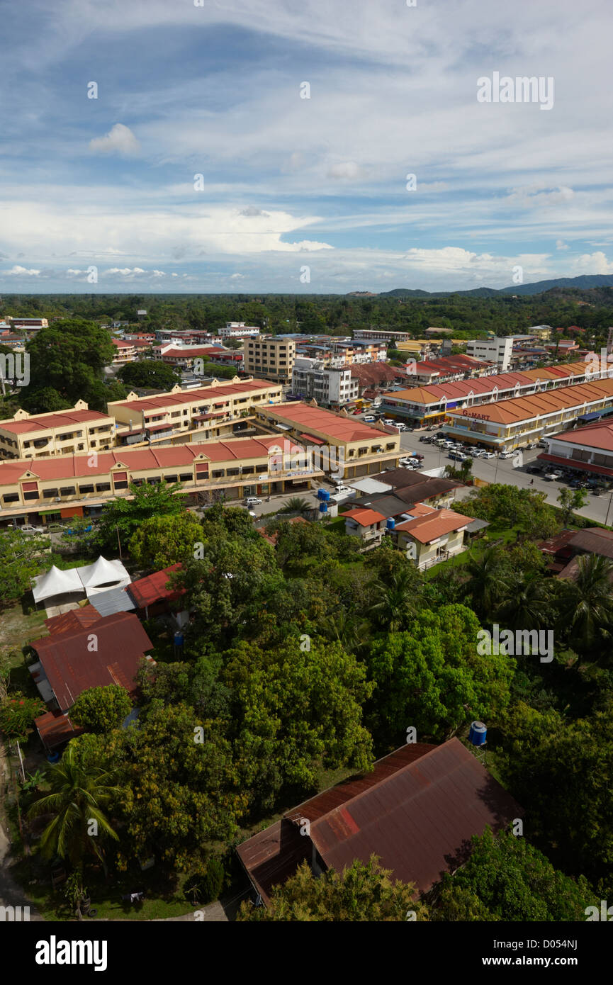 Views over Tuaran town from Pagoda Ling San Tuaran, Sabah, Borneo Stock ...