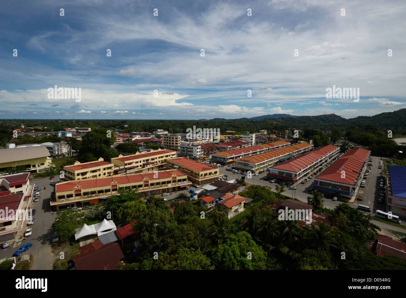 Views over Tuaran town from Pagoda Ling San Tuaran, Sabah, Borneo Stock ...