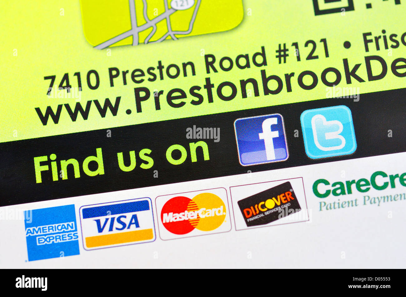 Find us on Facebook and Twitter signs on an ad Stock Photo - Alamy