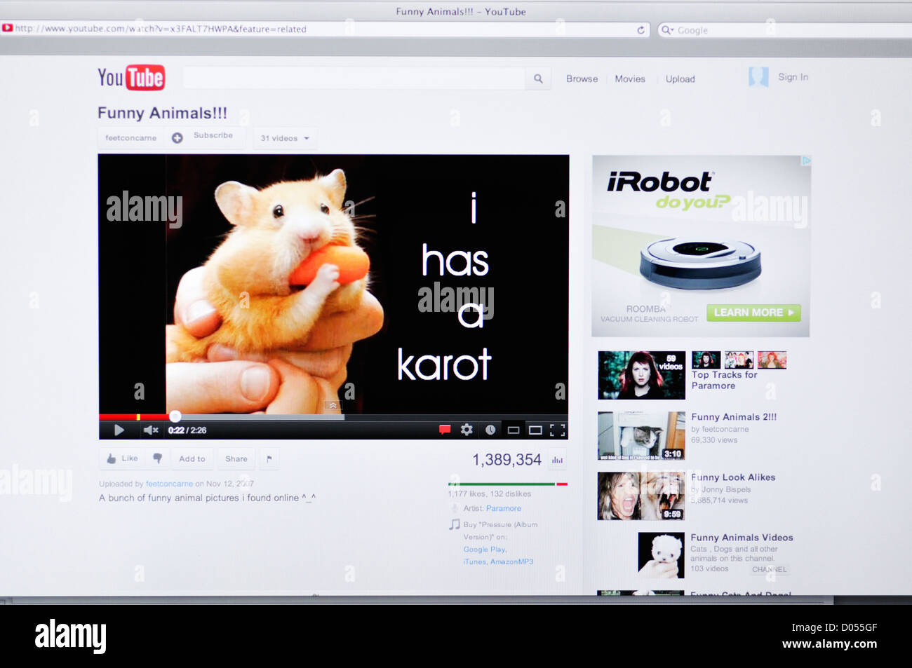 YouTube website - online videos Stock Photo - Alamy