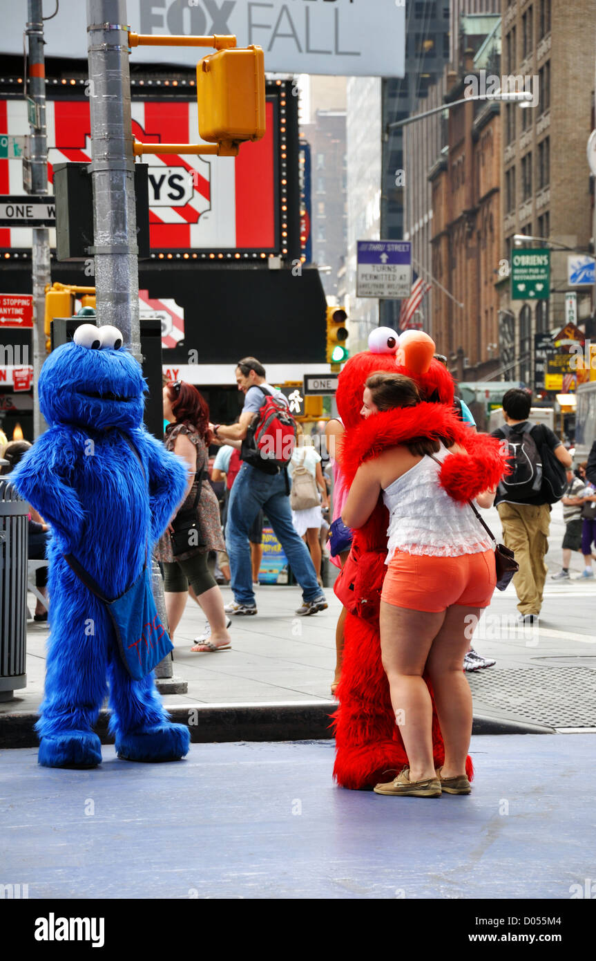 Elmo and Cookie Monster Sesame Street characters in Times Square, New ...