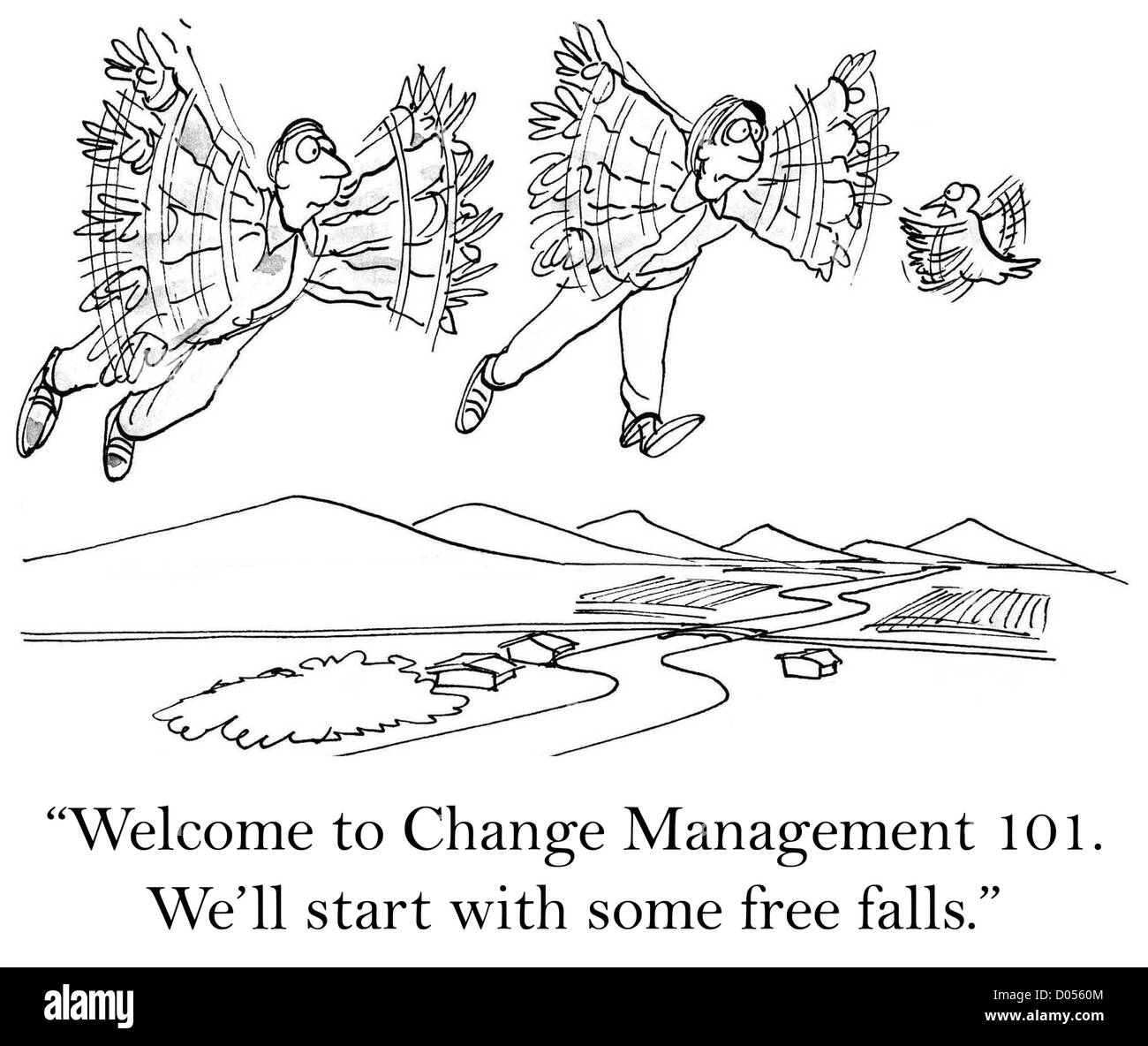 "Welcome to Change Management 101. We'll start with some free falls ...