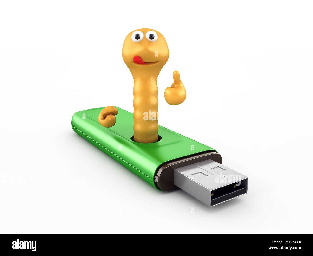 Worm in the USB flash drive isolated on white Stock Photo - Alamy