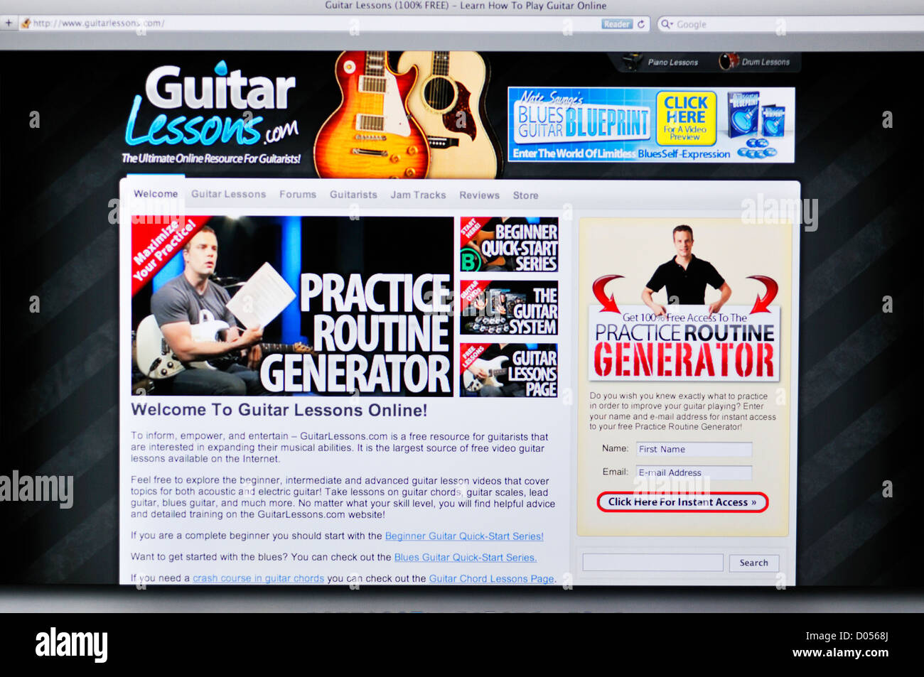 Guitar Lessons website Stock Photo - Alamy