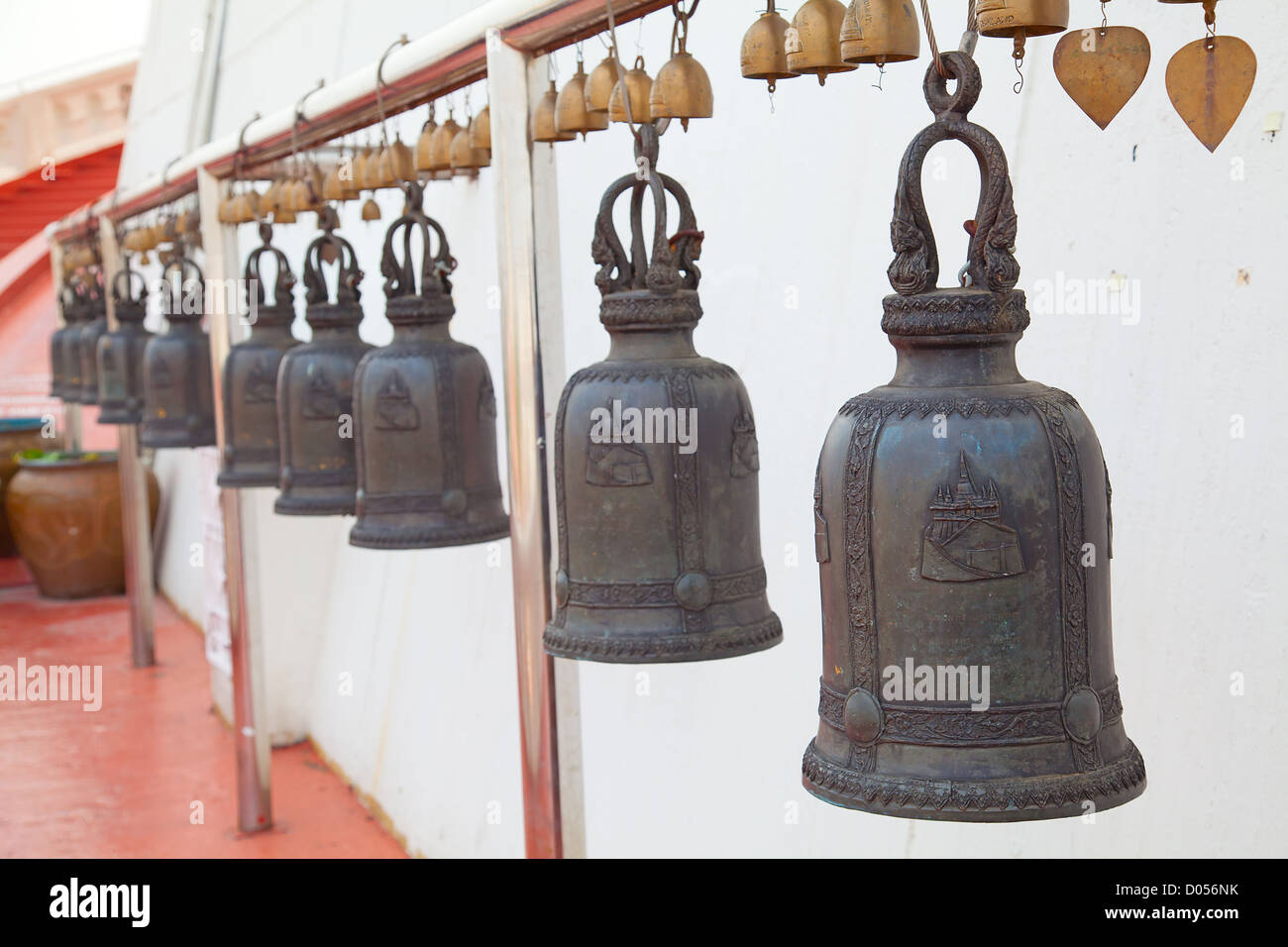 Bronze bell in the traditional thai temple Stock Photo - Alamy