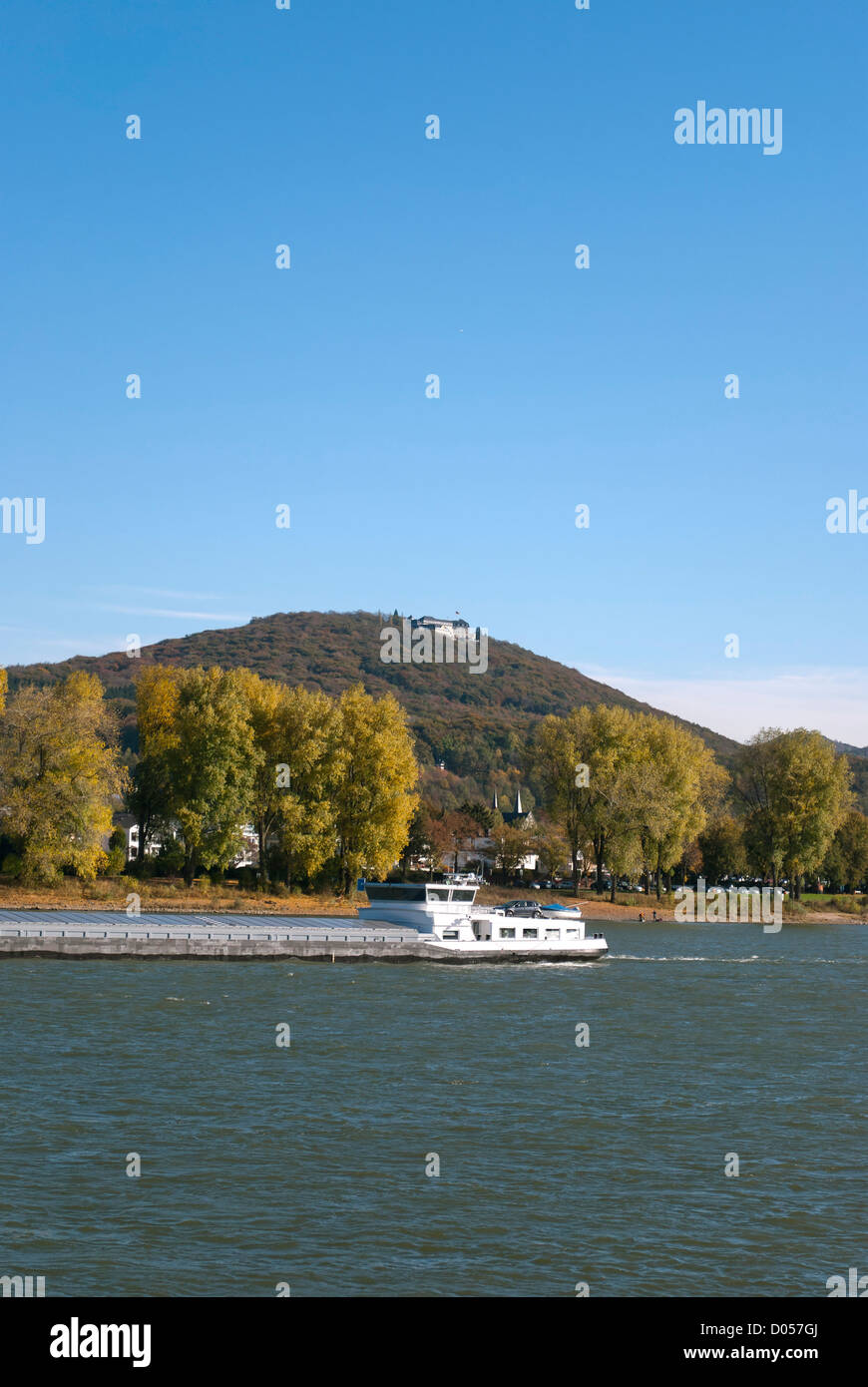 View on the river Rhein and Petersberg in Bonn, Germany Stock Photo - Alamy