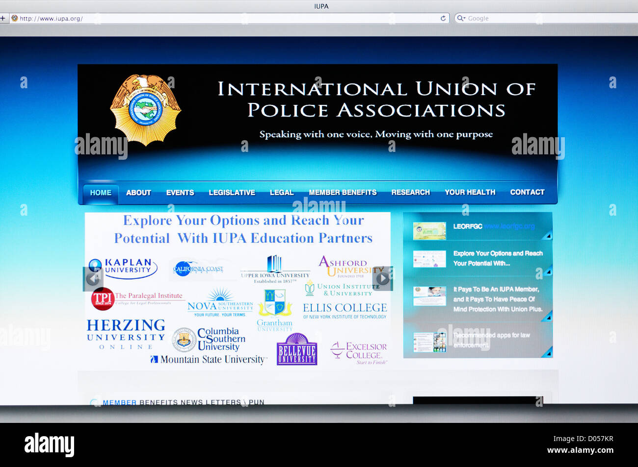 International Union of Police Associations website Stock Photo - Alamy