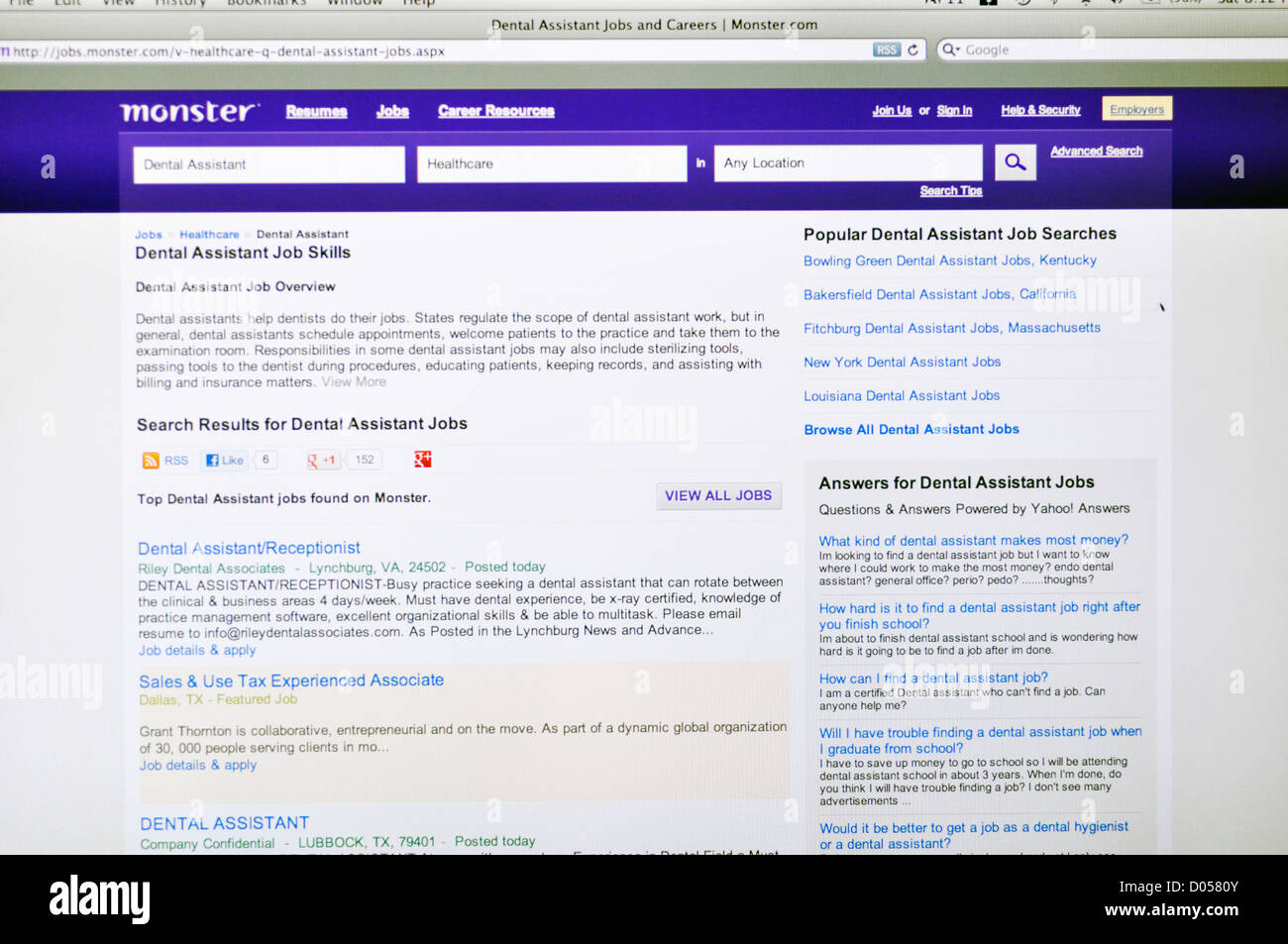 Monster.com website - job search engine Stock Photo - Alamy