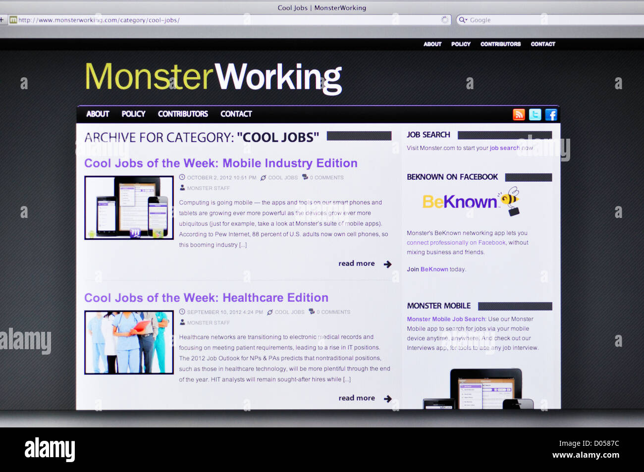 Monster com screen hi-res stock photography and images - Alamy