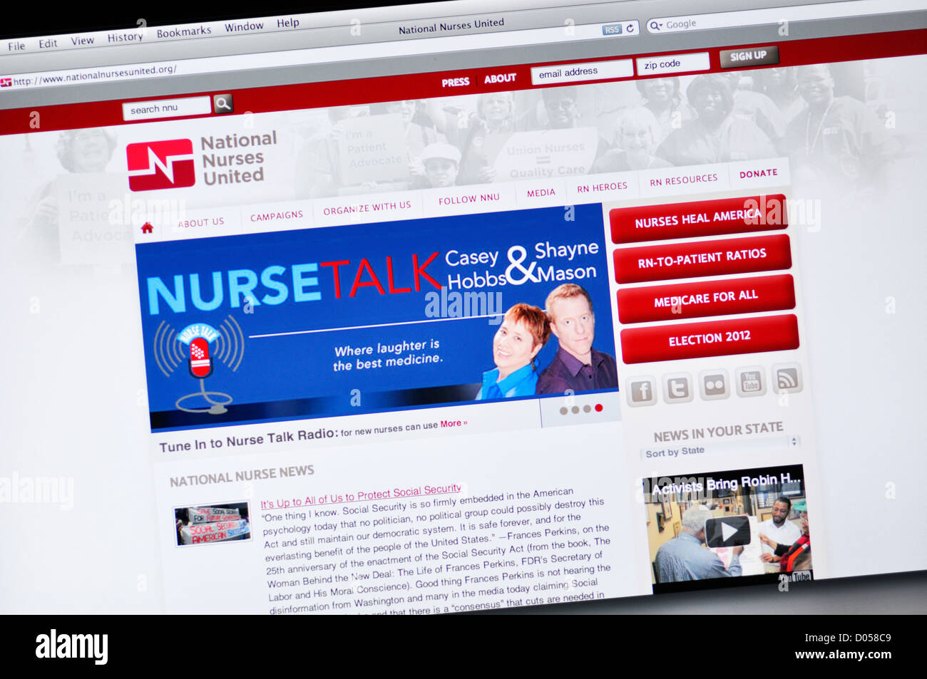 National Nurses Union website Stock Photo - Alamy