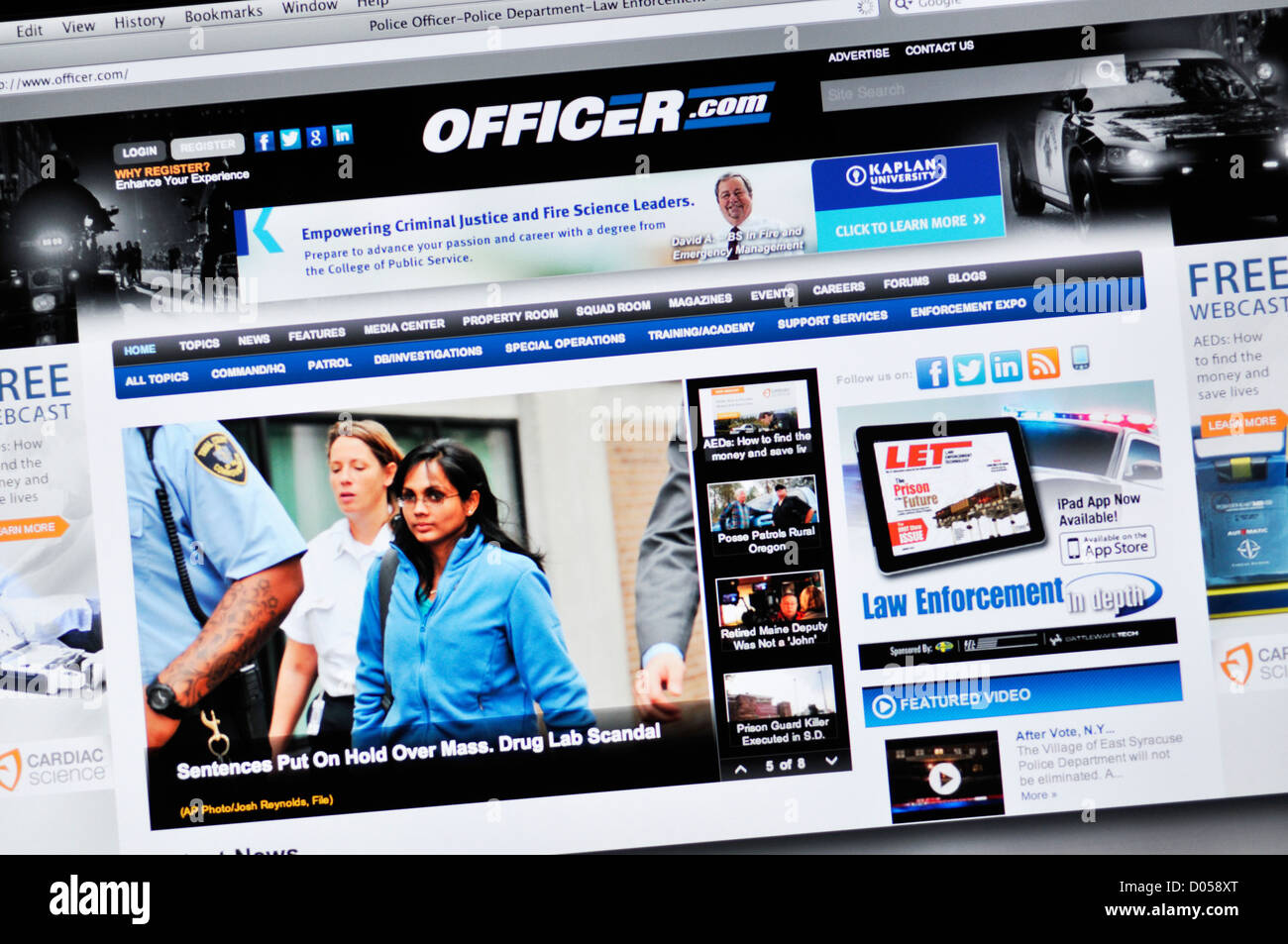 Officer.com website - police and law enforcement news Stock Photo - Alamy
