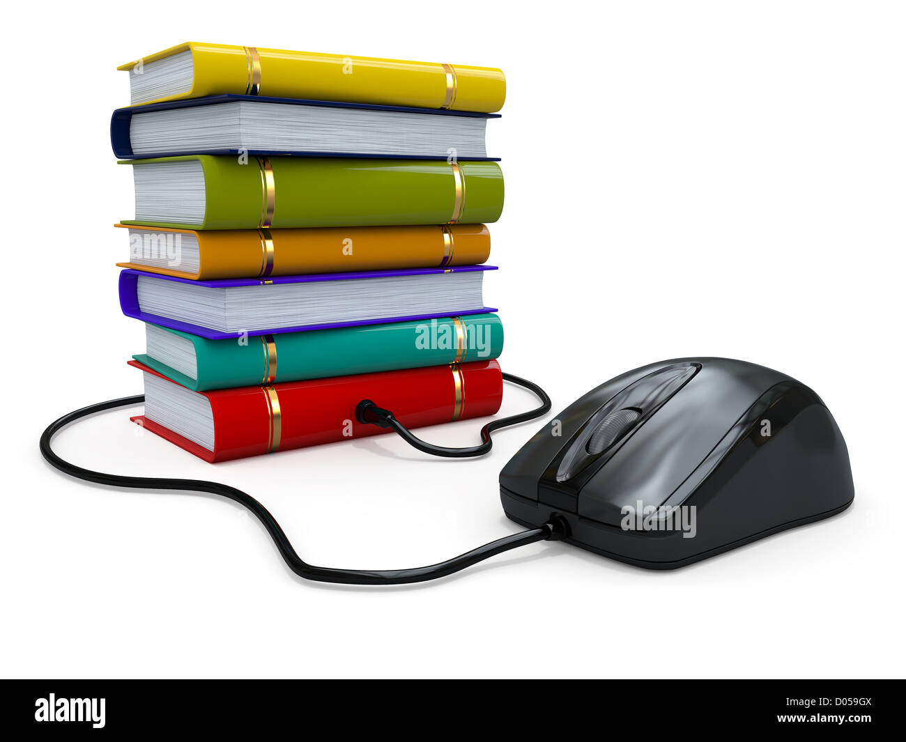 Internet education. Books and computer mouse. 3d Stock Photo - Alamy