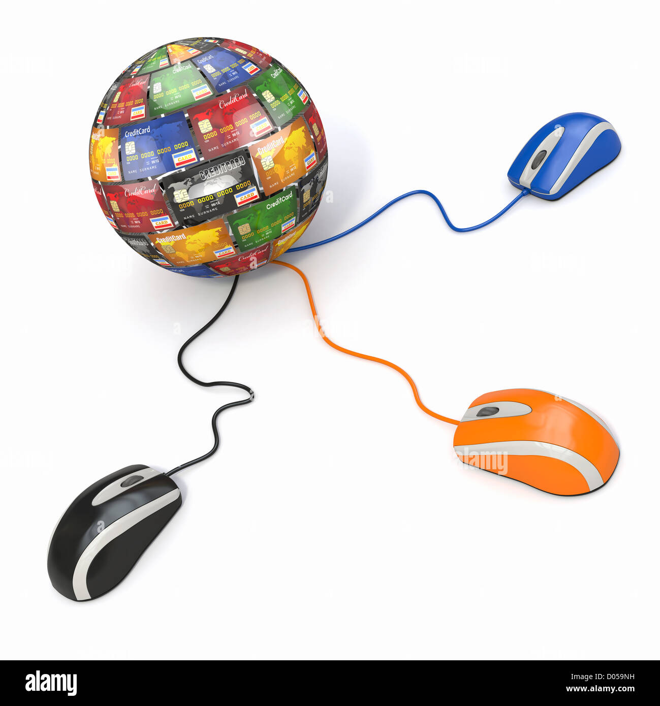 E-commerce. Credit cards and computer mouse. 3d Stock Photo - Alamy