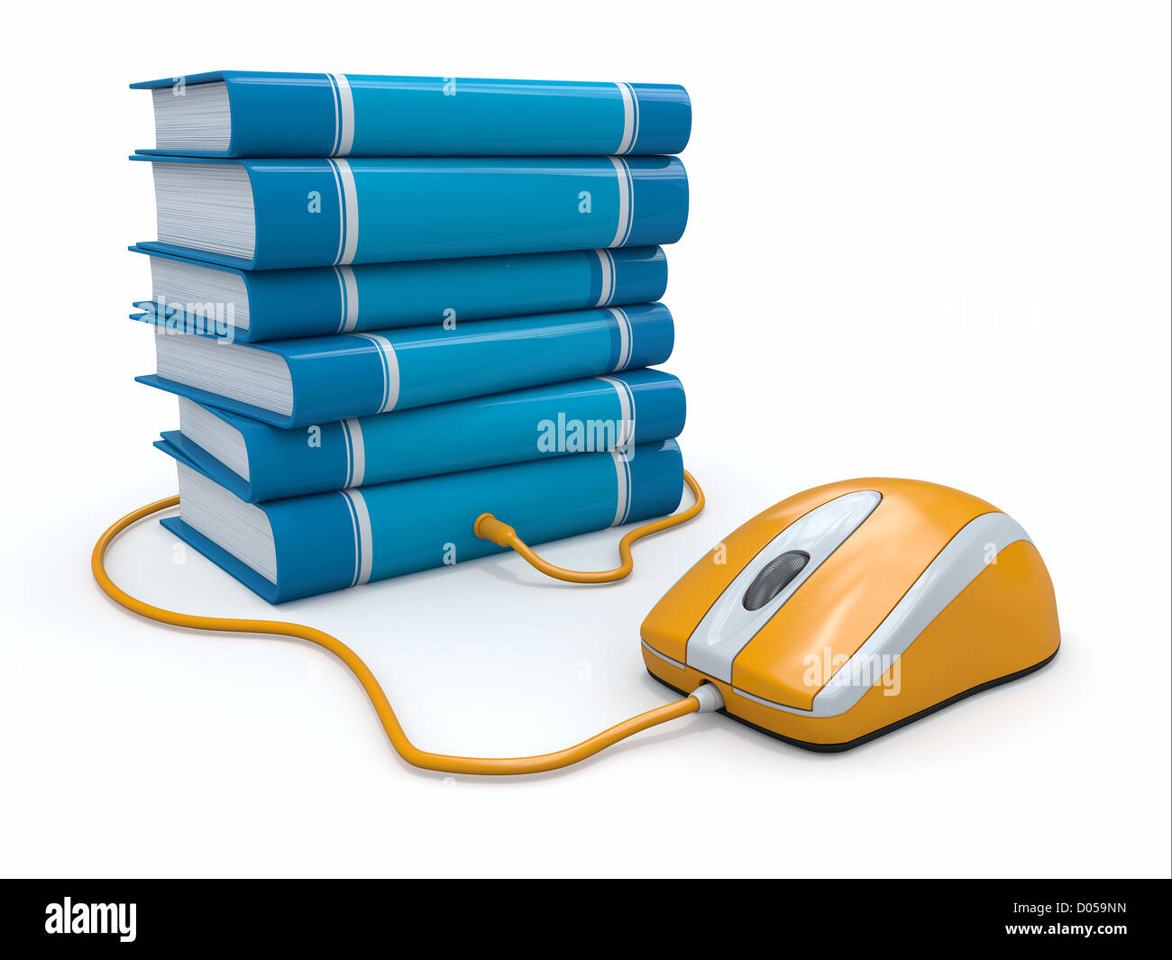 Books and mouse e learning Cut Out Stock Images & Pictures - Alamy