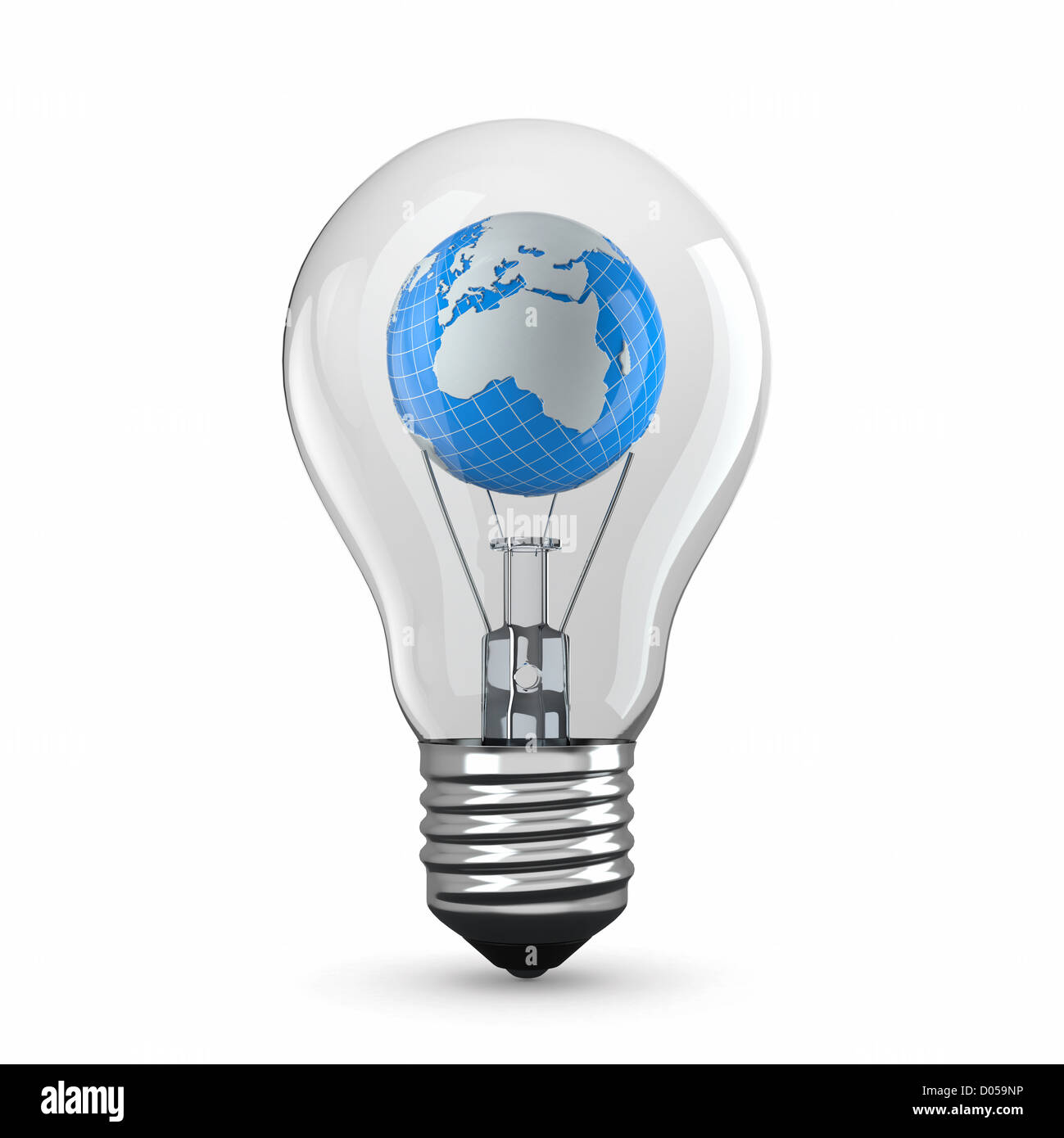 Earth in light bulb on white background. 3d Stock Photo - Alamy