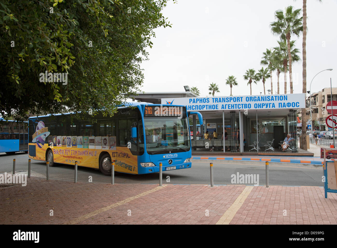 Paphos Transport Organisation bus station southern Cyprus Stock Photo ...
