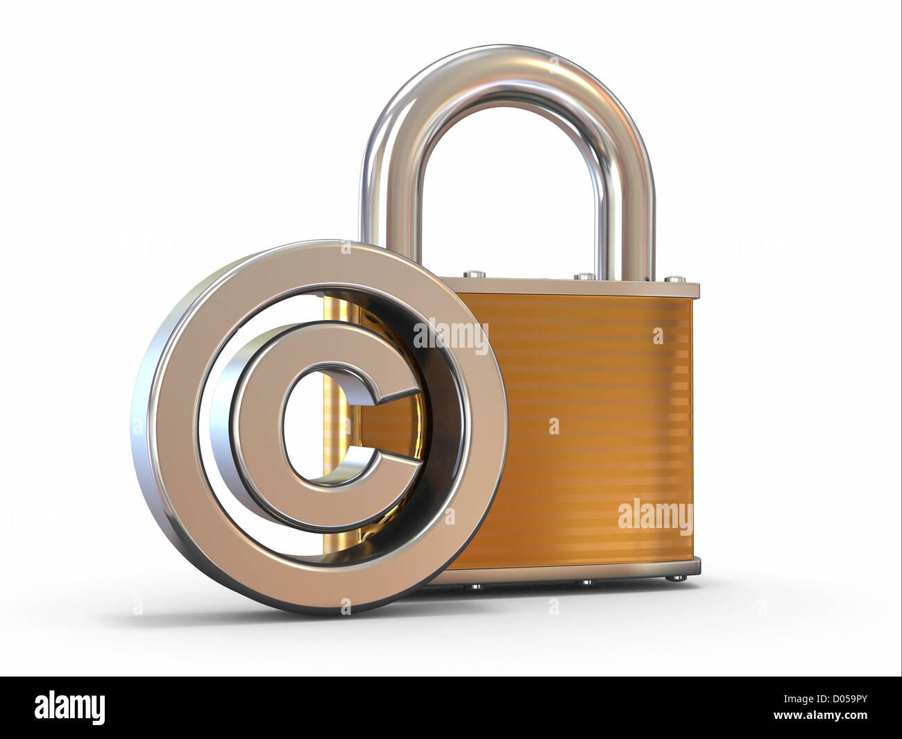 Sign of copyright with padlock on white background. 3d Stock Photo - Alamy