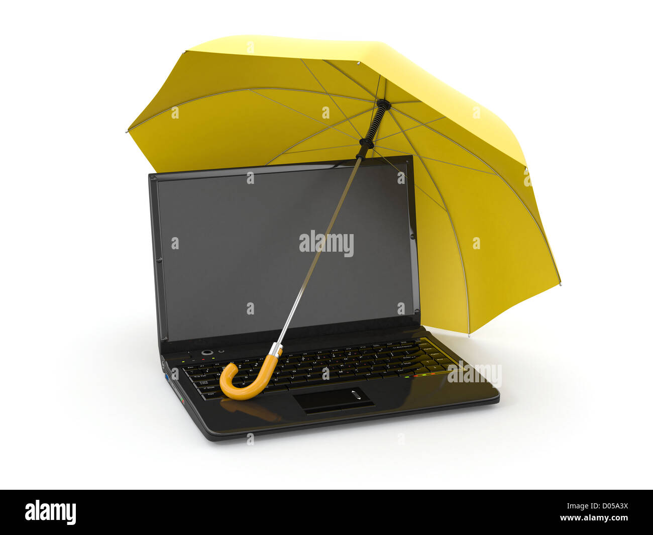Protection of information. Laptop and umbrella. 3d Stock Photo - Alamy