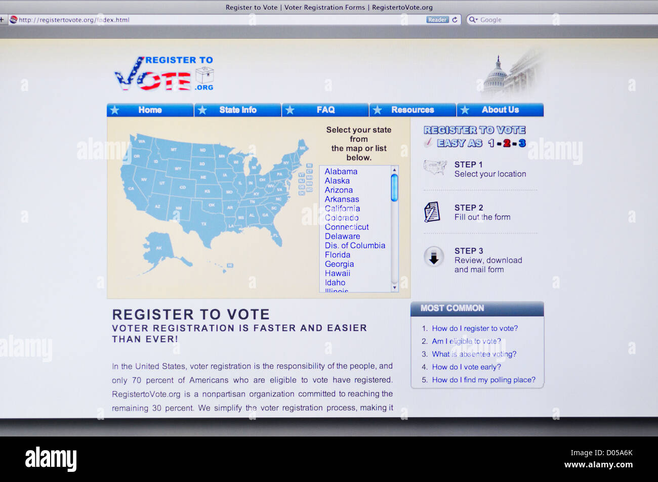 Register to Vote website Stock Photo - Alamy