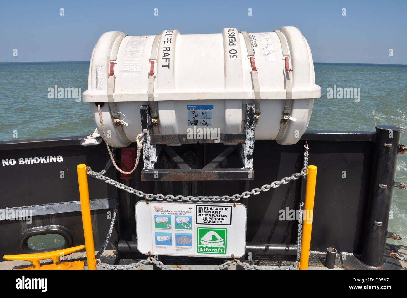 A Life Raft on the North Carolina Ferry System Ferry Stock Photo - Alamy