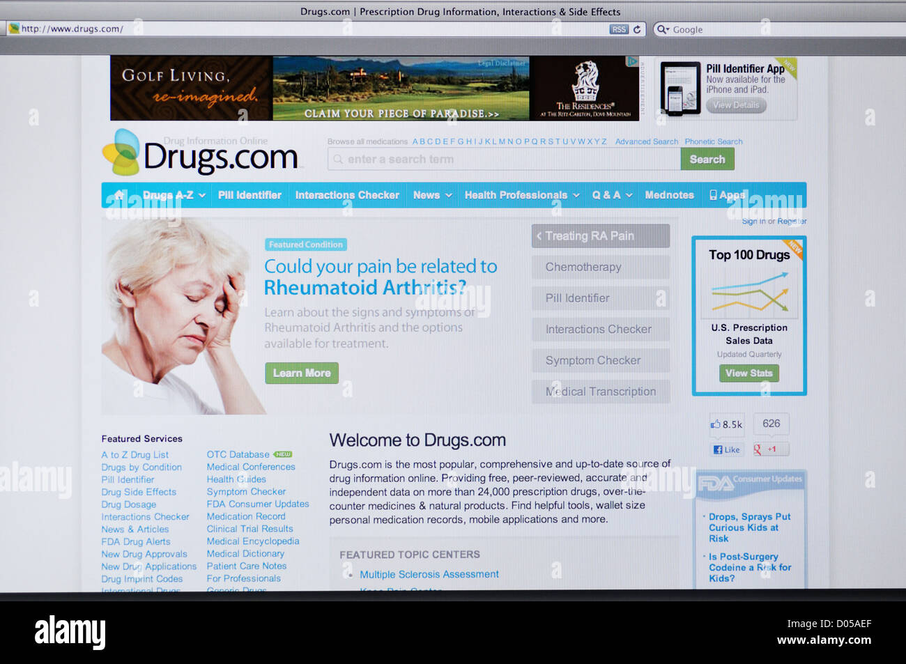 Drugs.com website - online drug information Stock Photo - Alamy