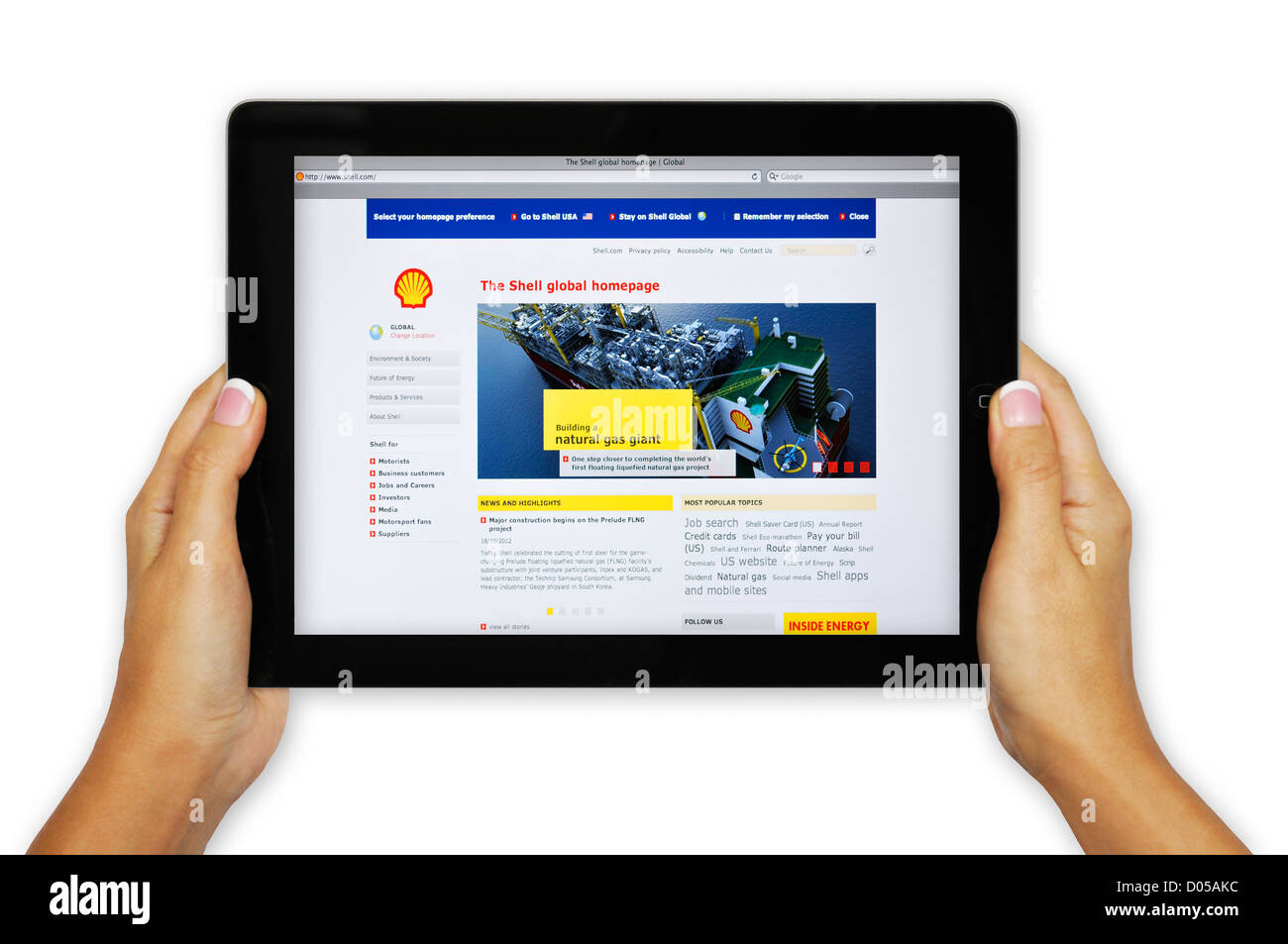 iPad screen showing Shell Global website Stock Photo - Alamy