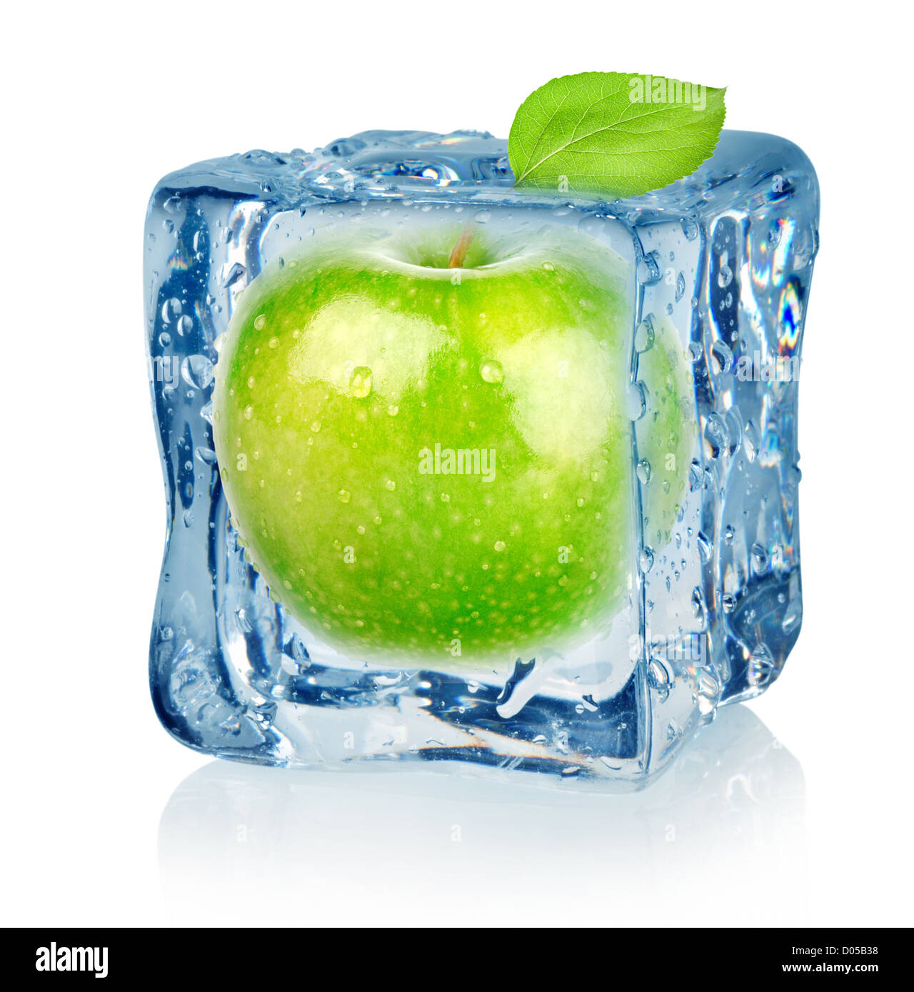 Ice cube and apple isolated on a white background Stock Photo - Alamy
