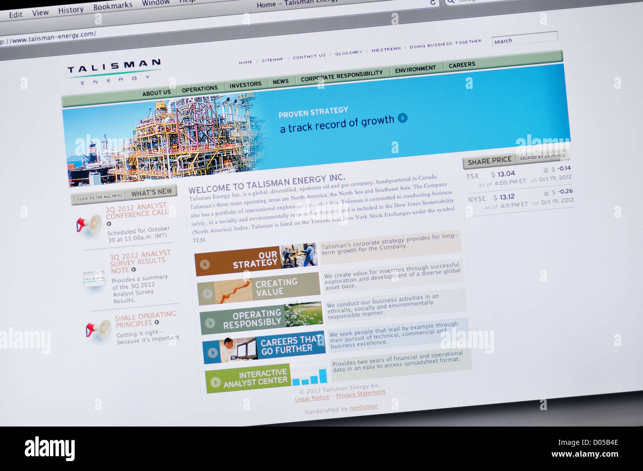 Talisman energy hi-res stock photography and images - Alamy