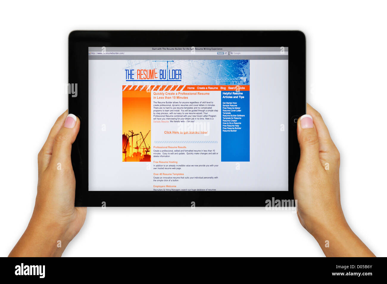 iPad screen showing the Resume Builder website Stock Photo - Alamy