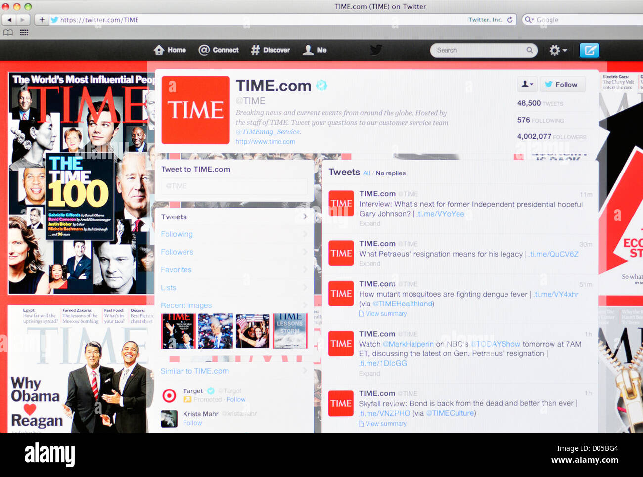 Time Magazine on Twitter website Stock Photo - Alamy