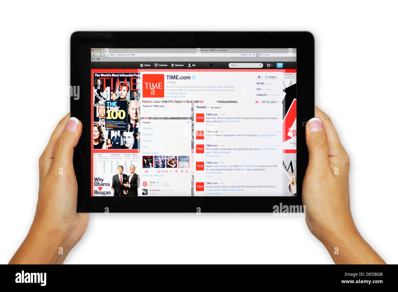 iPad screen showing Time Magazine on Twitter website Stock Photo - Alamy