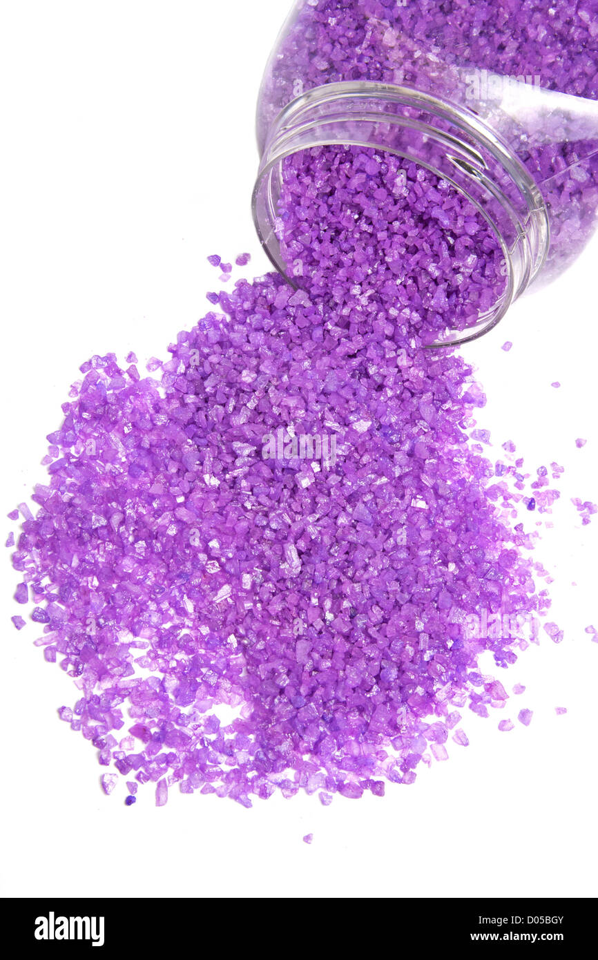 Lavender salt in jar isolated on white Stock Photo - Alamy