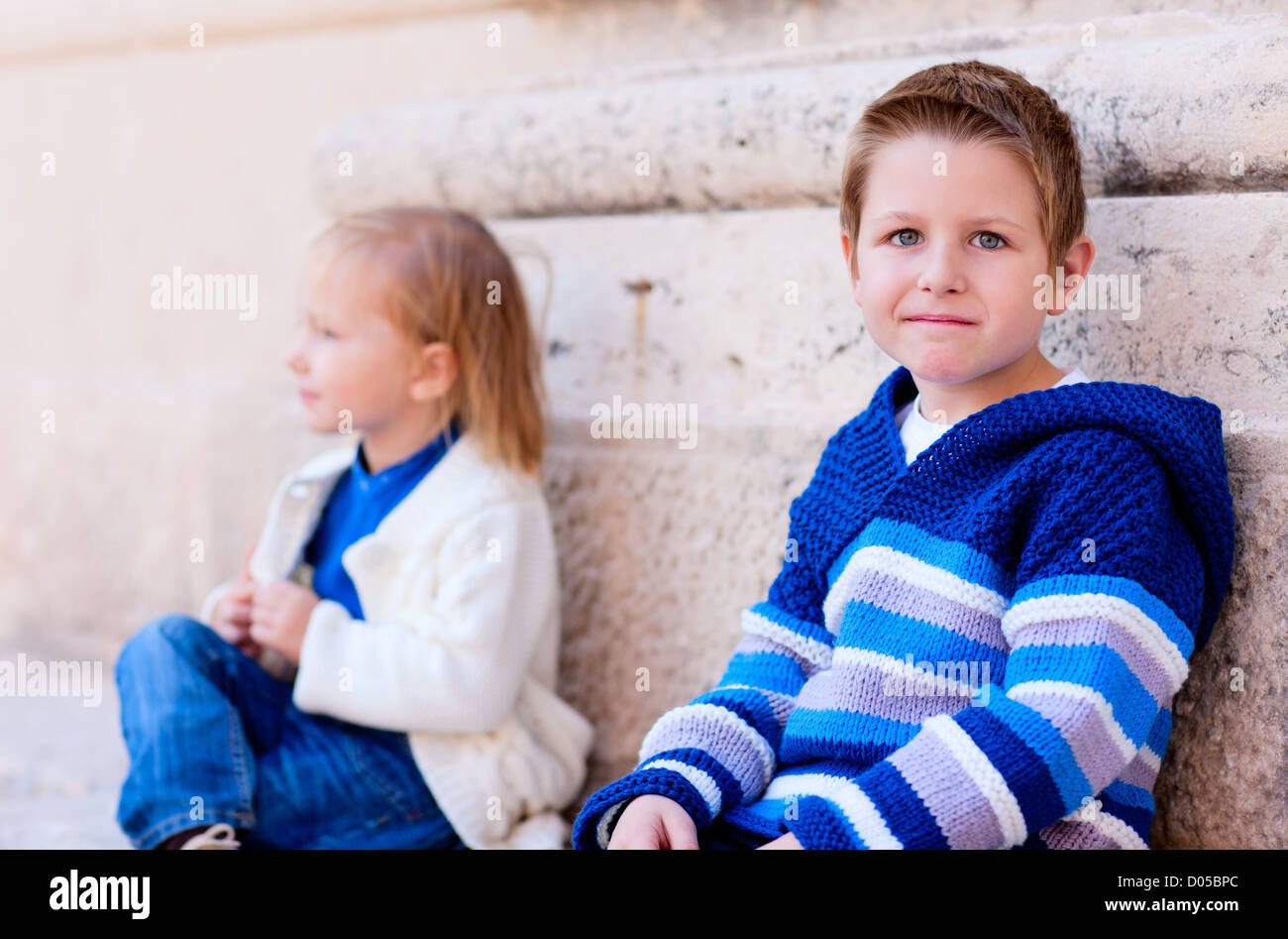 Two kids outdoors Stock Photo - Alamy