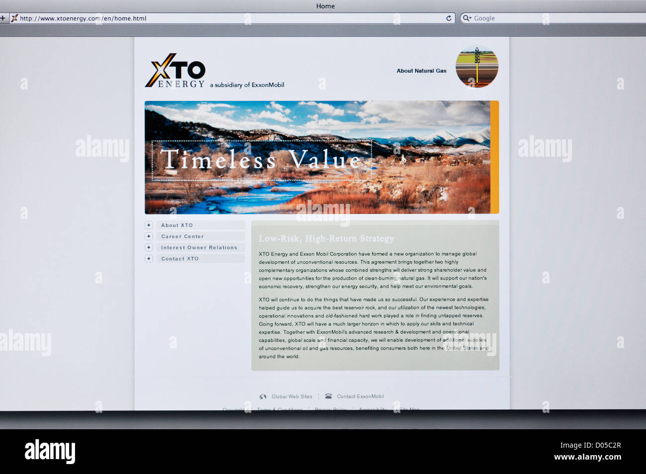 XTO Energy website - energy producing company Stock Photo - Alamy