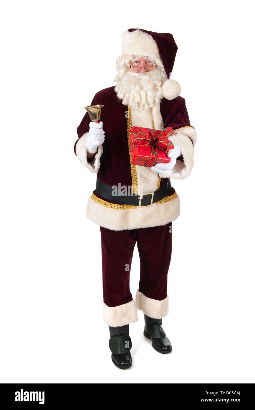 The real Santa Claus with bell and luxury present Stock Photo - Alamy