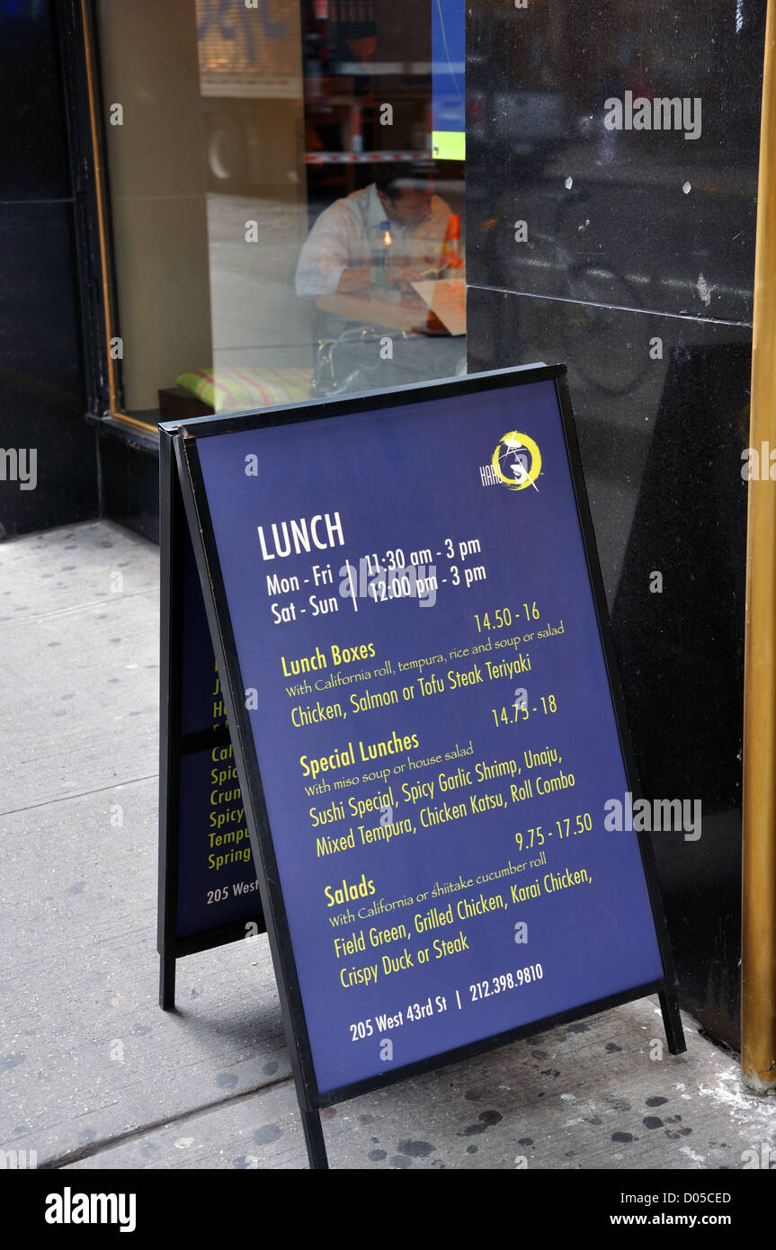 Lunch menu New York City, USA Stock Photo - Alamy