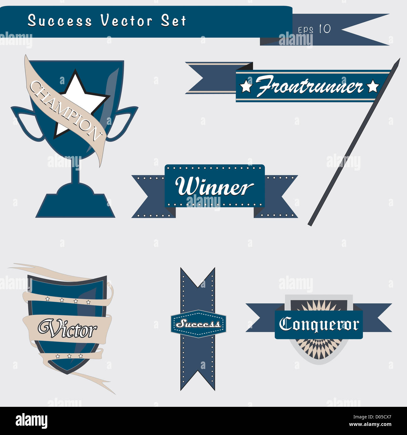 Set of success and achievement badges and elements in vector Stock ...