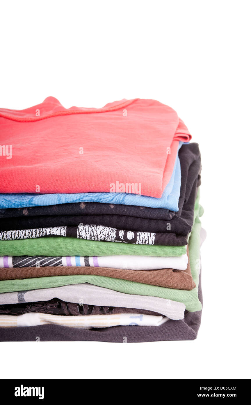 Folded shirts pile hi-res stock photography and images - Alamy